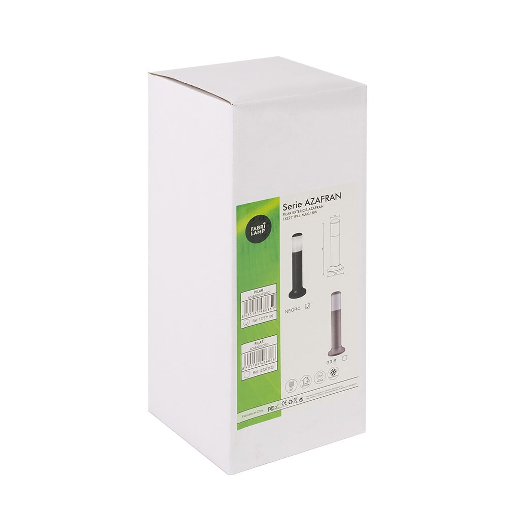 Pilar Exterior Azafran 1xe27 Negro 40x9,1x9,1 Cm Policarbonato Ip44
