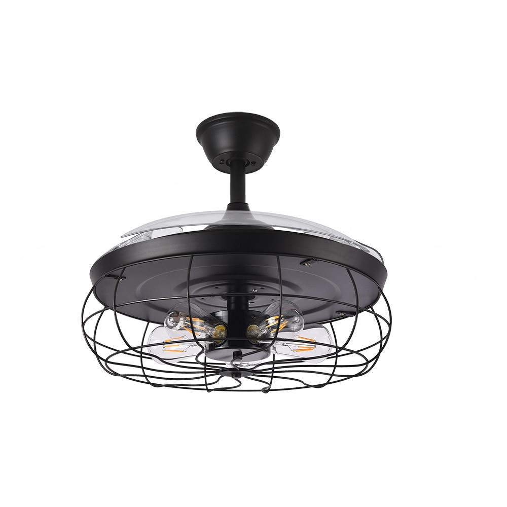 Ventilador Dc Concon 5xe27 Negro Mate 3 Aspas Transparentes 107d 6 Vel ...